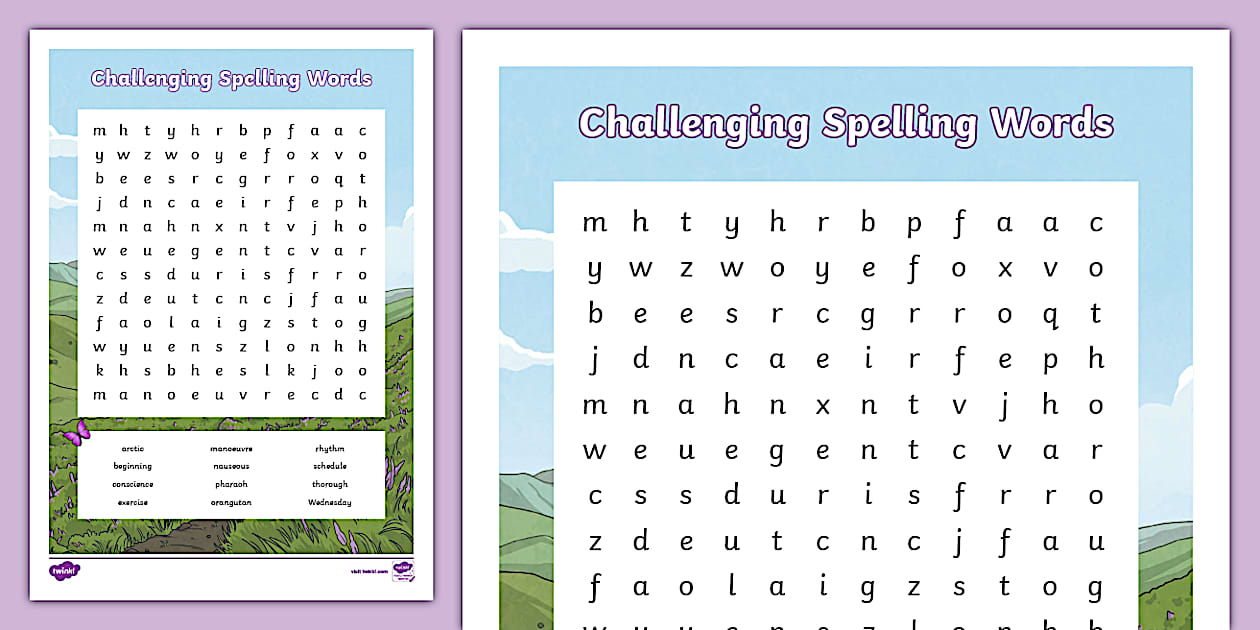 Challenging Spelling Words Word Search (Teacher-Made)