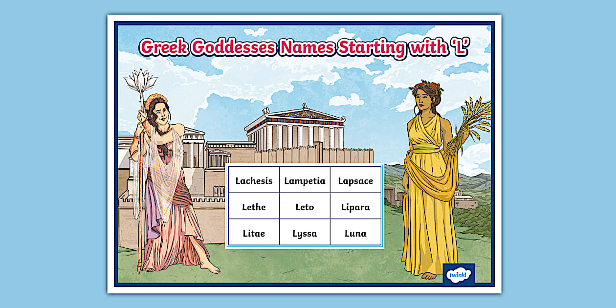 Greek Goddesses Names Starting with L Display Poster