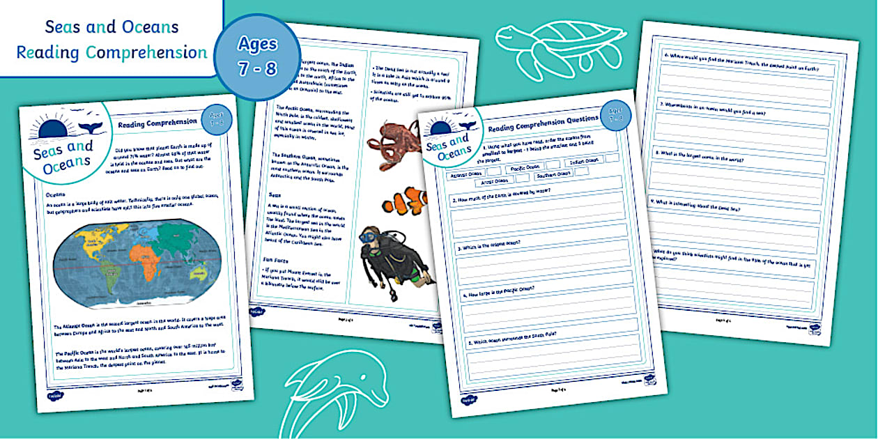 Year 3 Seas and Oceans Reading Comprehension (Ages 7 - 8)