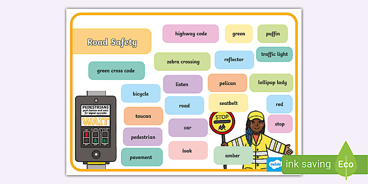 Road Safety Vocabulary Mat - Primary Resources - Twinkl