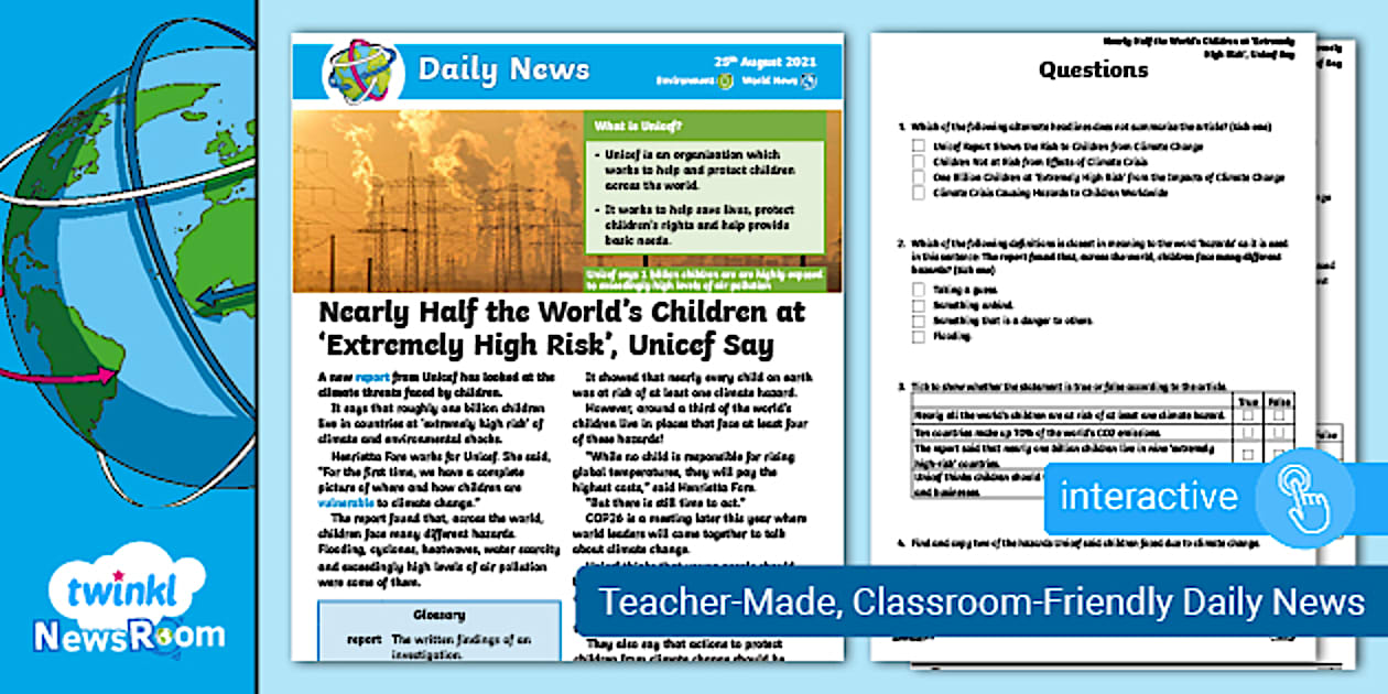 News Story for Kids 7-9: Climate Change Risk to Children