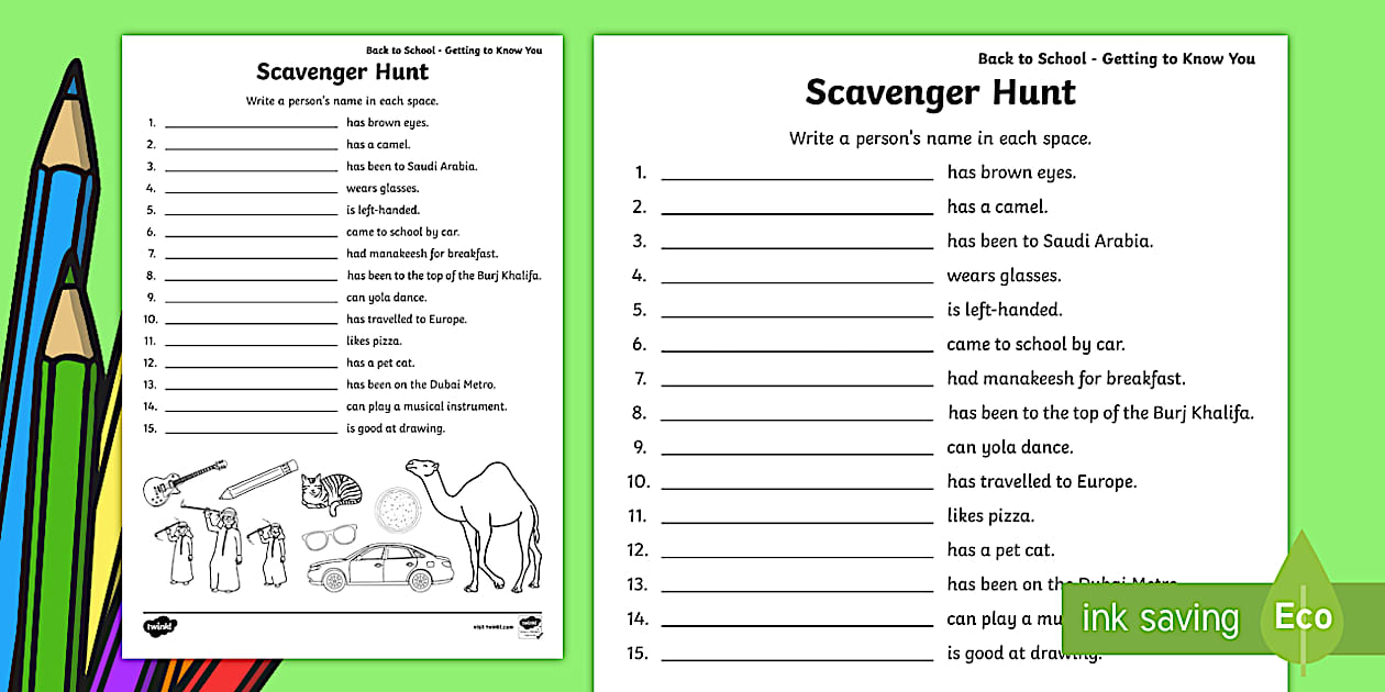 Back to School Scavenger Hunt