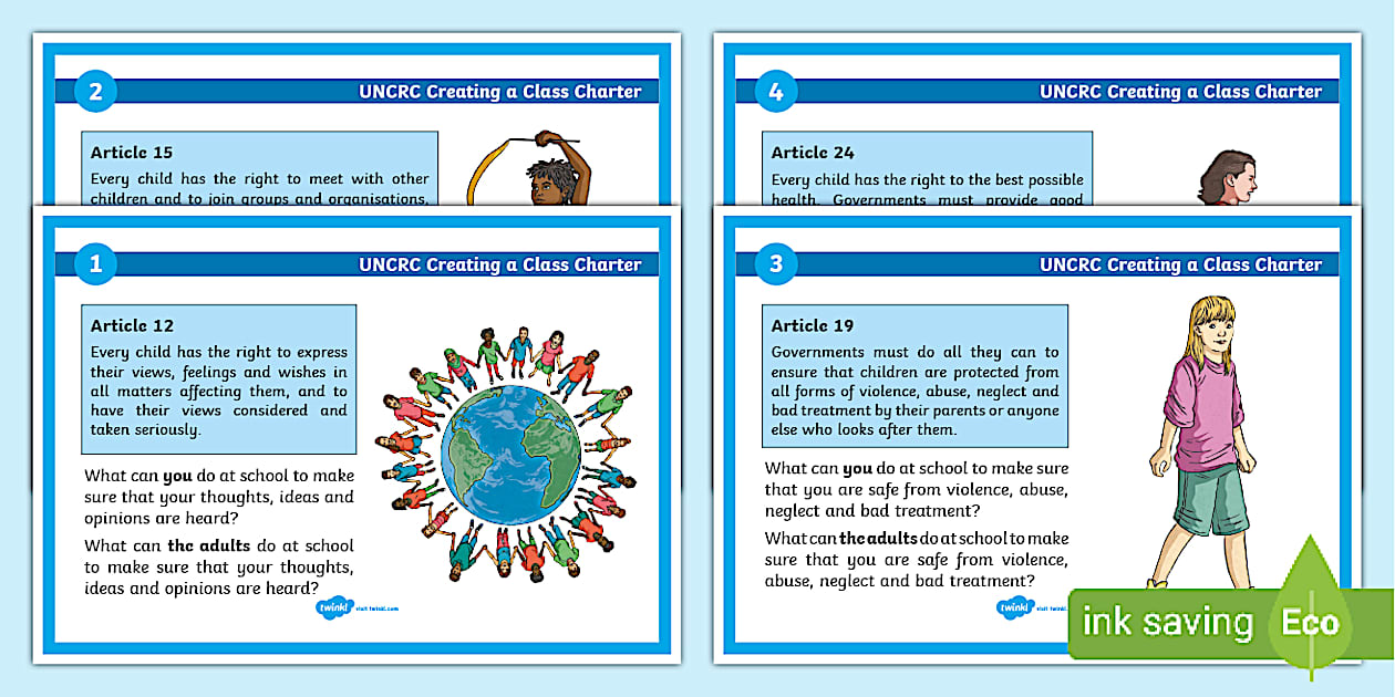 UNCRC Creating a Class Charter Blether Stations - Twinkl