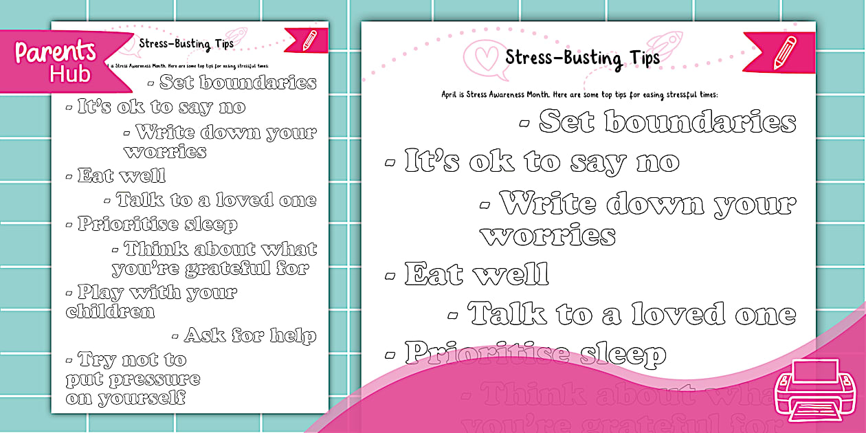 Parents | Stress Busting Tips | Family Organiser - Twinkl