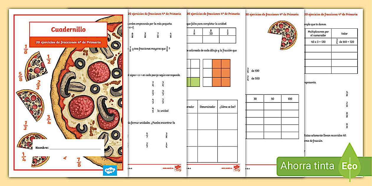 Cuadernillo de matemáticas: Guía de fracciones 4° Básico