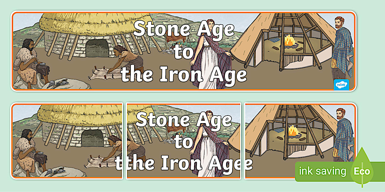 Cursive Stone Age to the Iron Age Display Banner - Twinkl