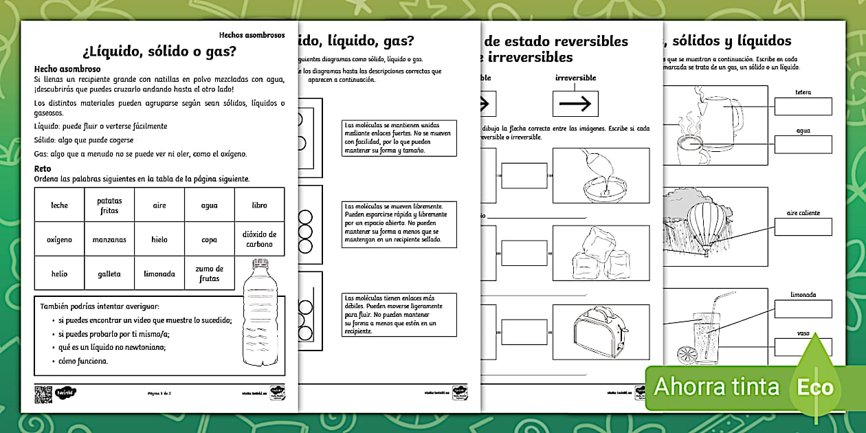 Fichas de actividad: Cambios de estado (teacher made)
