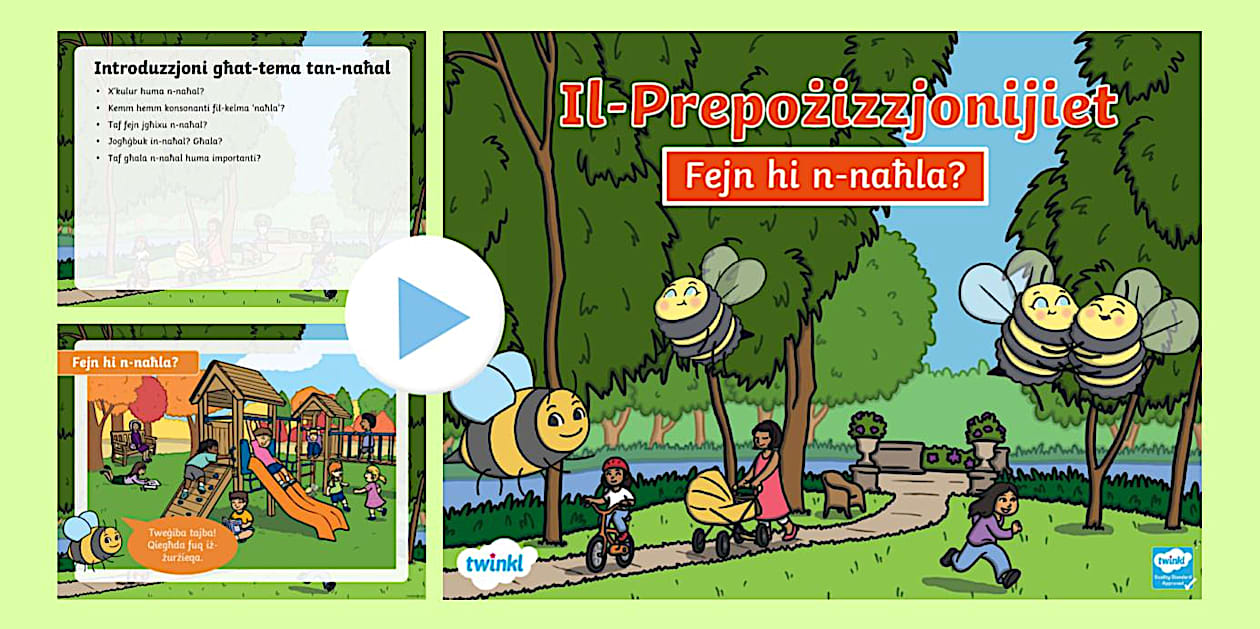 Il-Prepożizzjonijiet: Fejn hi n-naħla? (teacher made)