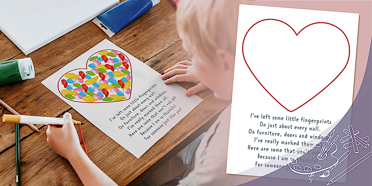 Little Fingerprints Poem Mother's Day Handprint Activity