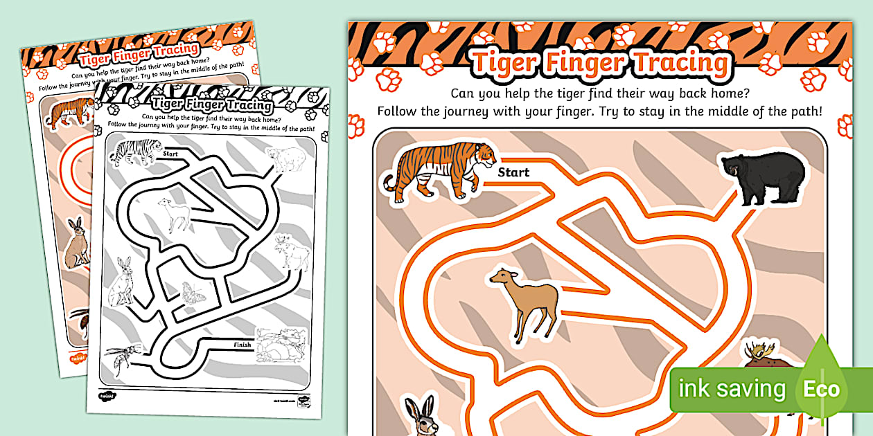 Tiger Finger Tracing Activity (professor feito) - Twinkl