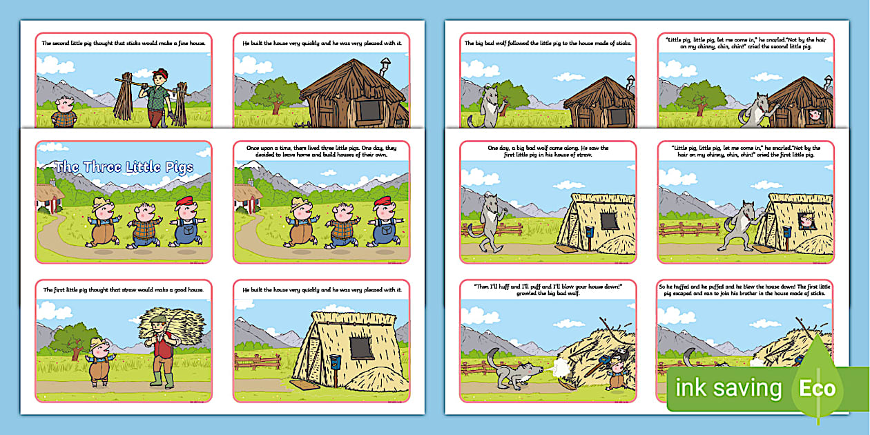 The Three Little Pigs Story Cards (teacher made) - Twinkl