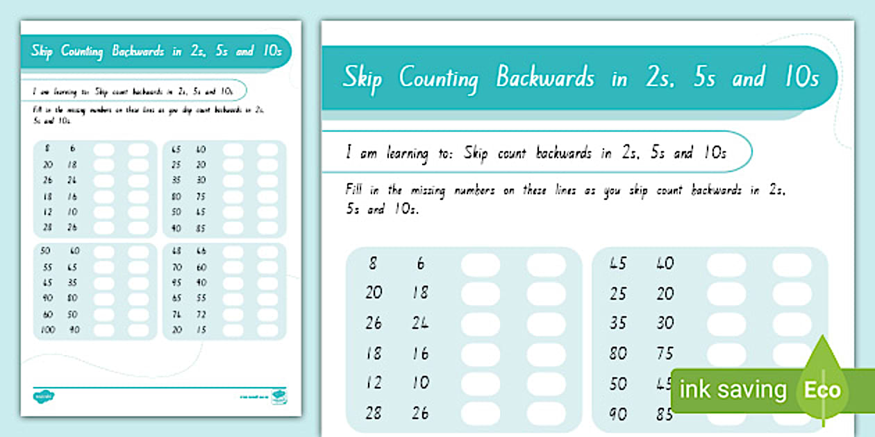 Stage 4 Skip Counting Backwards in 2s, 5s and 10s - Twinkl