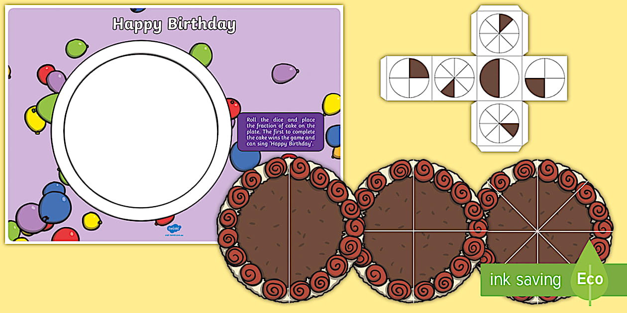 Happy Birthday Fractions Board Game (teacher made) - Twinkl
