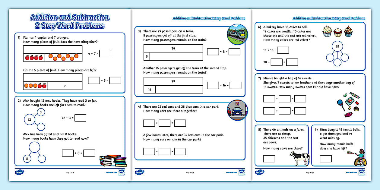 👉 Year 2 Addition and Subtraction 2-Step Word Problems