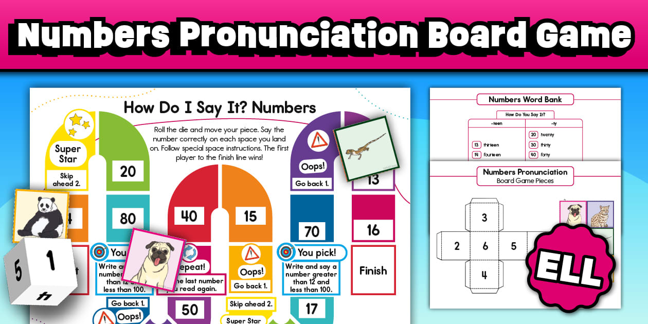 How Do I Say It? Numbers Pronunciation Board Game for ELL