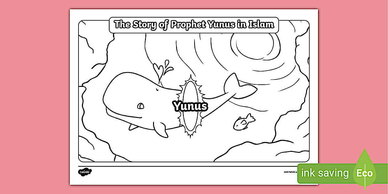 The Story of Prophet Yunus in Islam Colouring Page - Twinkl