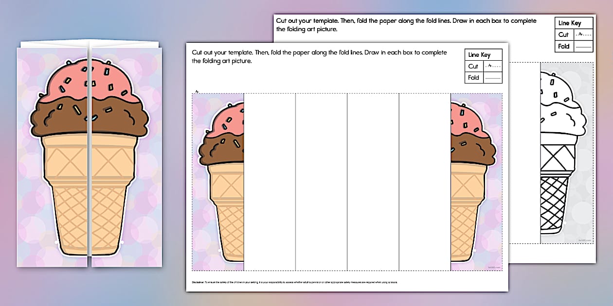 Ice Cream Folding Art Template