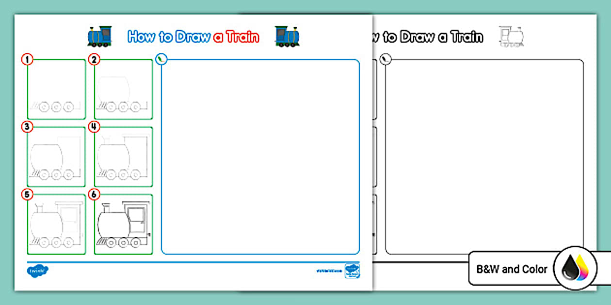 How To Draw a Train Worksheet (Teacher-Made) - Twinkl