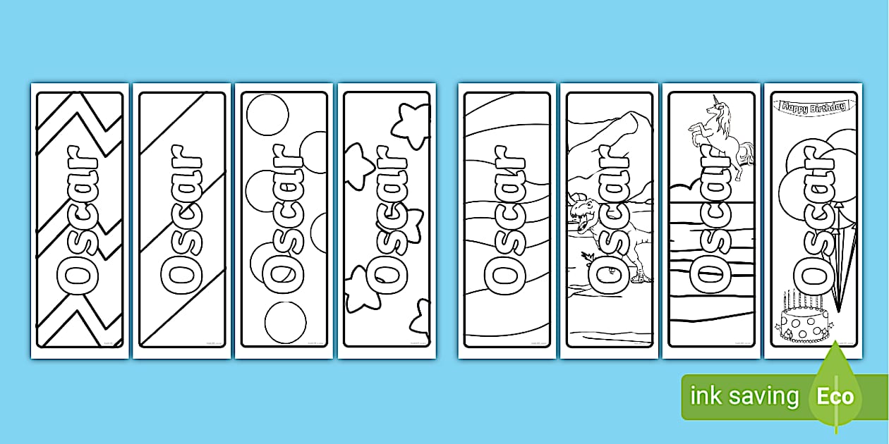 Free Oscar Name Simple Colouring Bookmarks for Children!
