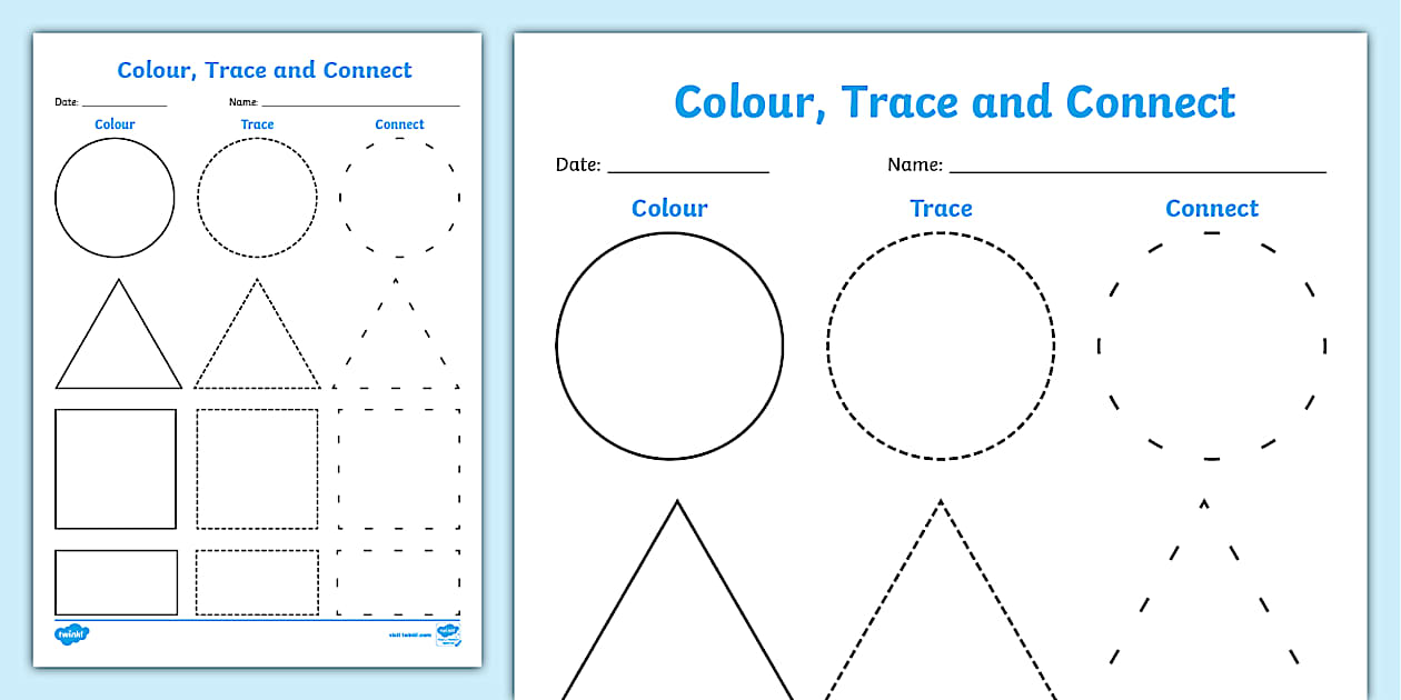 2D Shape Colour Trace and Join the Dots - Twinkl