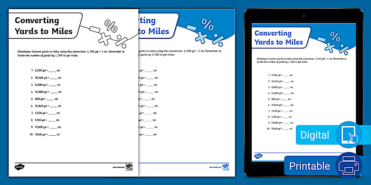 How Many Yards in a Mile | Math Resource | Twinkl USA