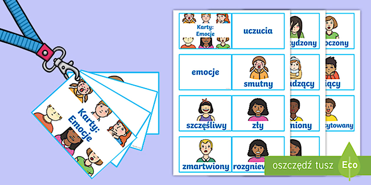 Karty na Smycz: Emocje (teacher made) - Twinkl