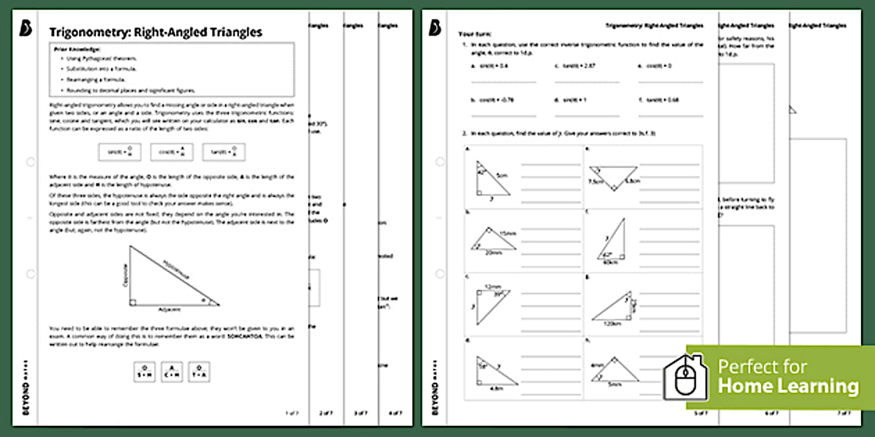 👉 Year 7 - Year 10 Maths Trigonometry: Right Angled Triangles