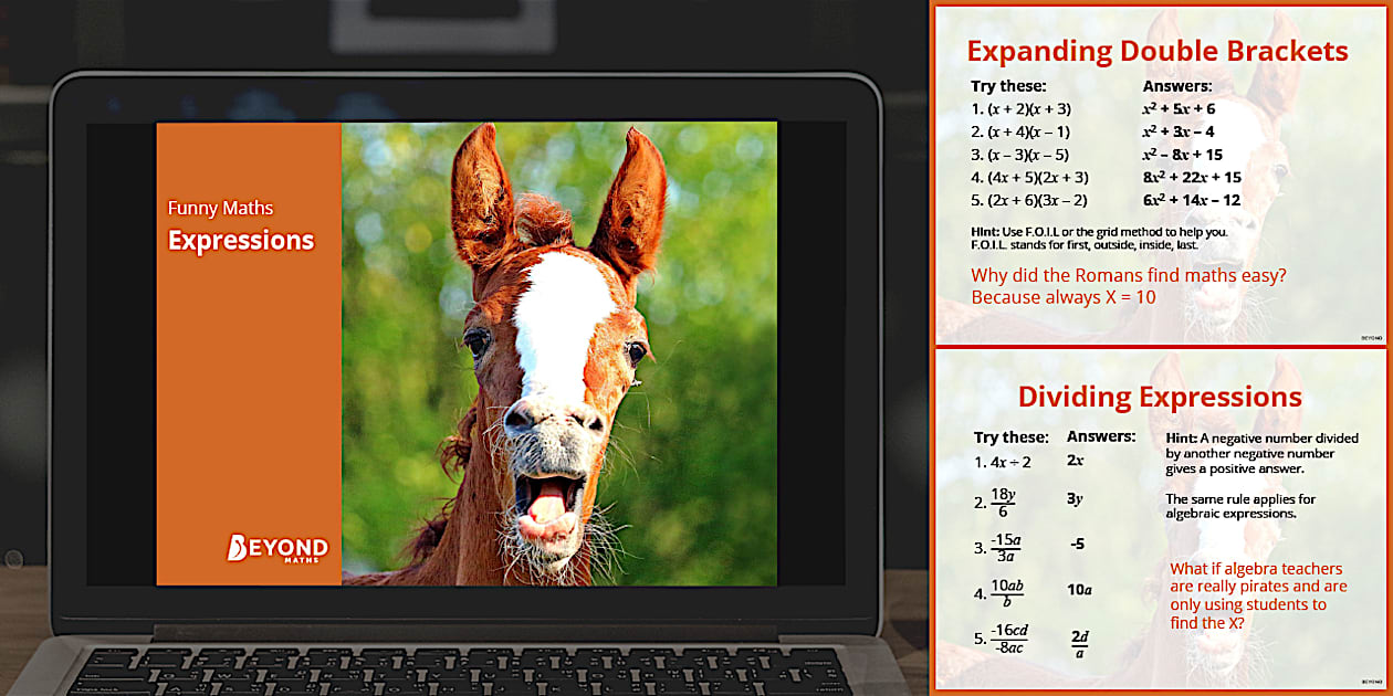 KS3 Maths | Funny Expressions PowerPoint | Beyond - Twinkl