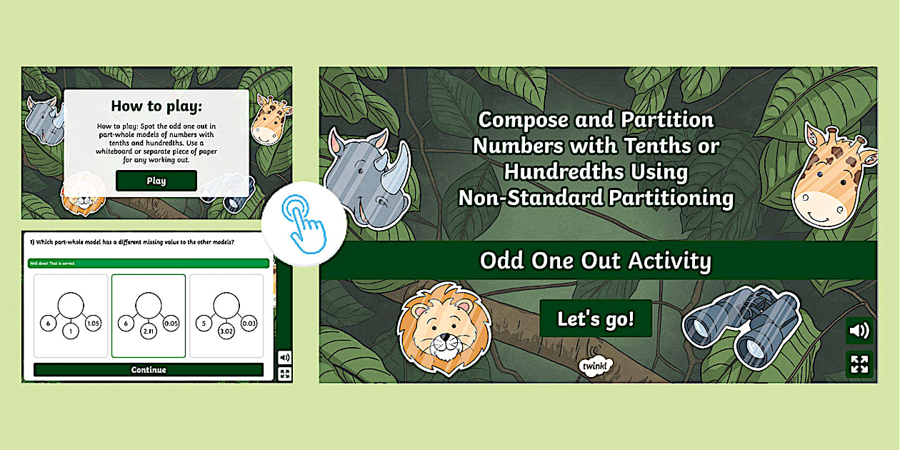 👉 Partition Tenths and Hundredths KS2 Maths Odd One Out Game