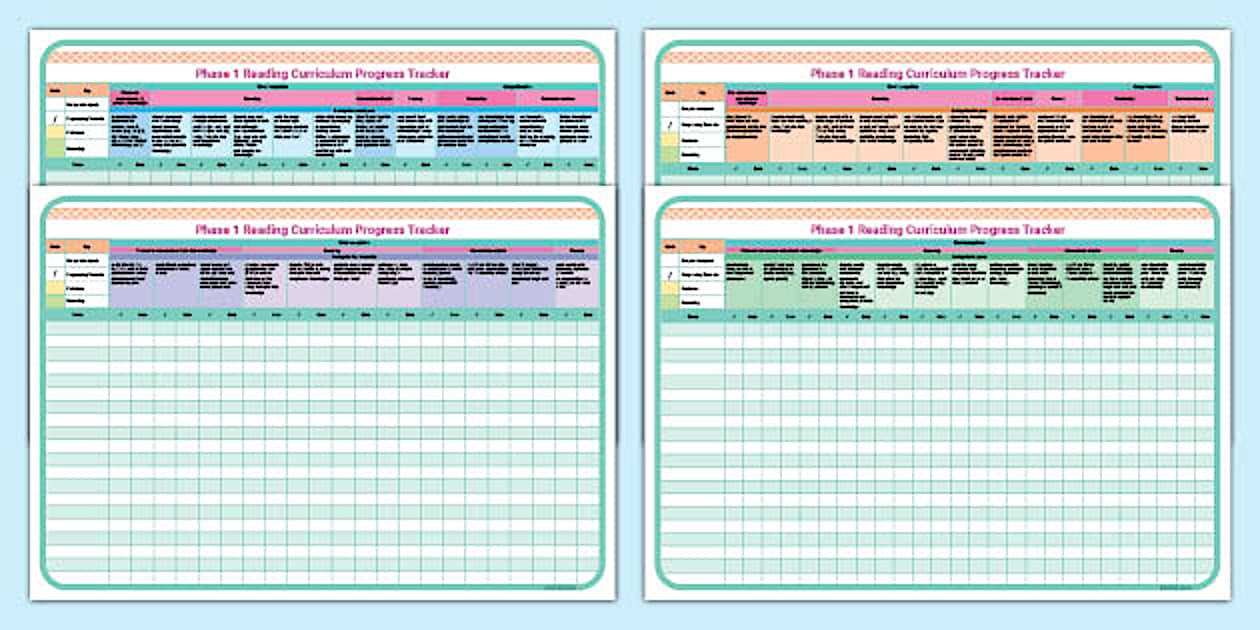 Phase 1 Reading Editable Curriculum Progress Tracker