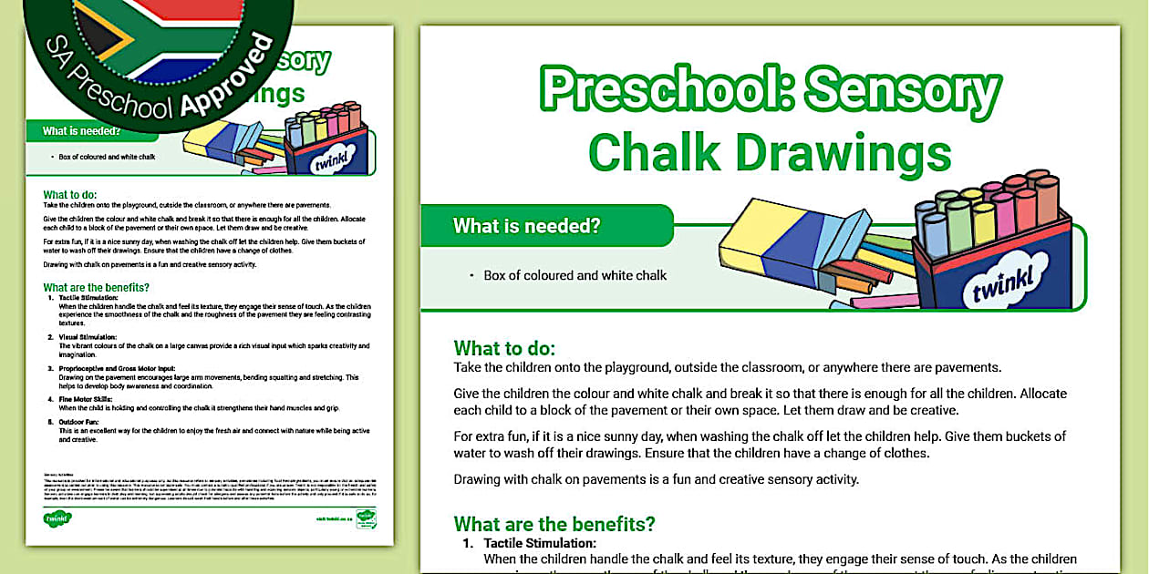 Preschool: Sensory- Chalk Drawings (teacher made) - Twinkl