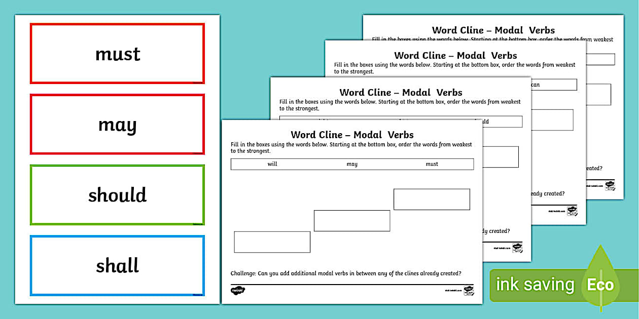 Editable Modal Verbs Word Clines Activity Pack - Twinkl