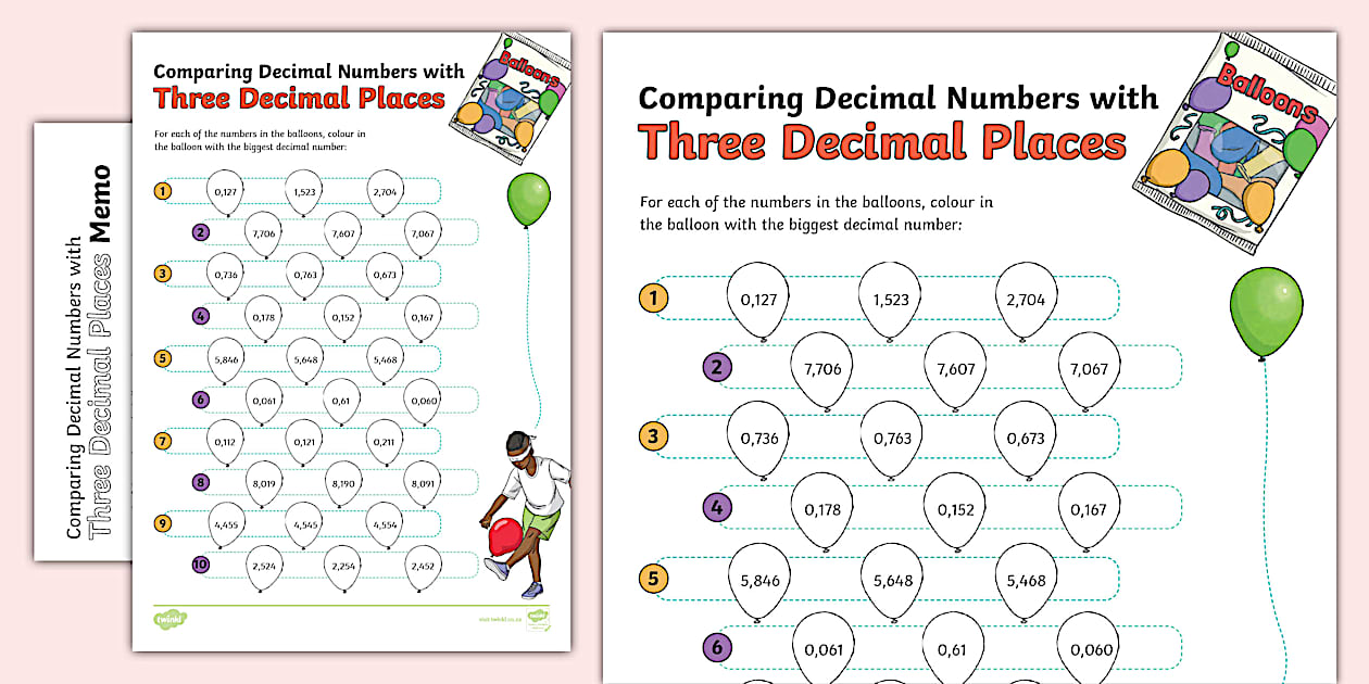 Gr 7 Maths - Comparing Decimal Numbers - Three Places (CAPS)