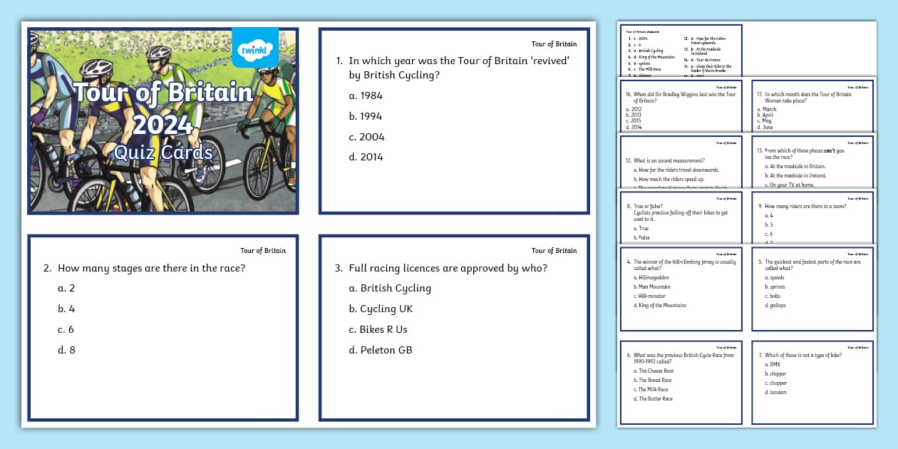 Tour of Britain Quiz Cards (teacher made) - Twinkl
