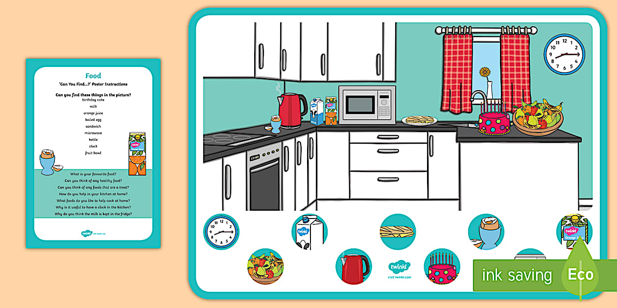 Food Can You Find...? Poster and Prompt Card Pack - Twinkl