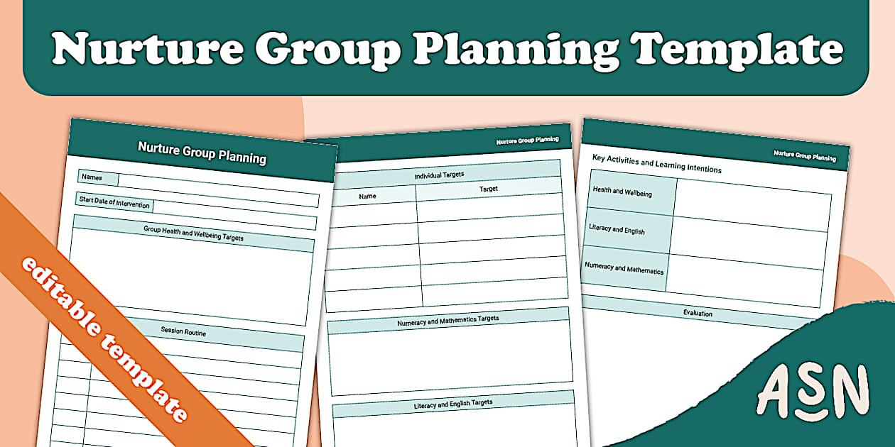 Editable Nurture Group Planning Template