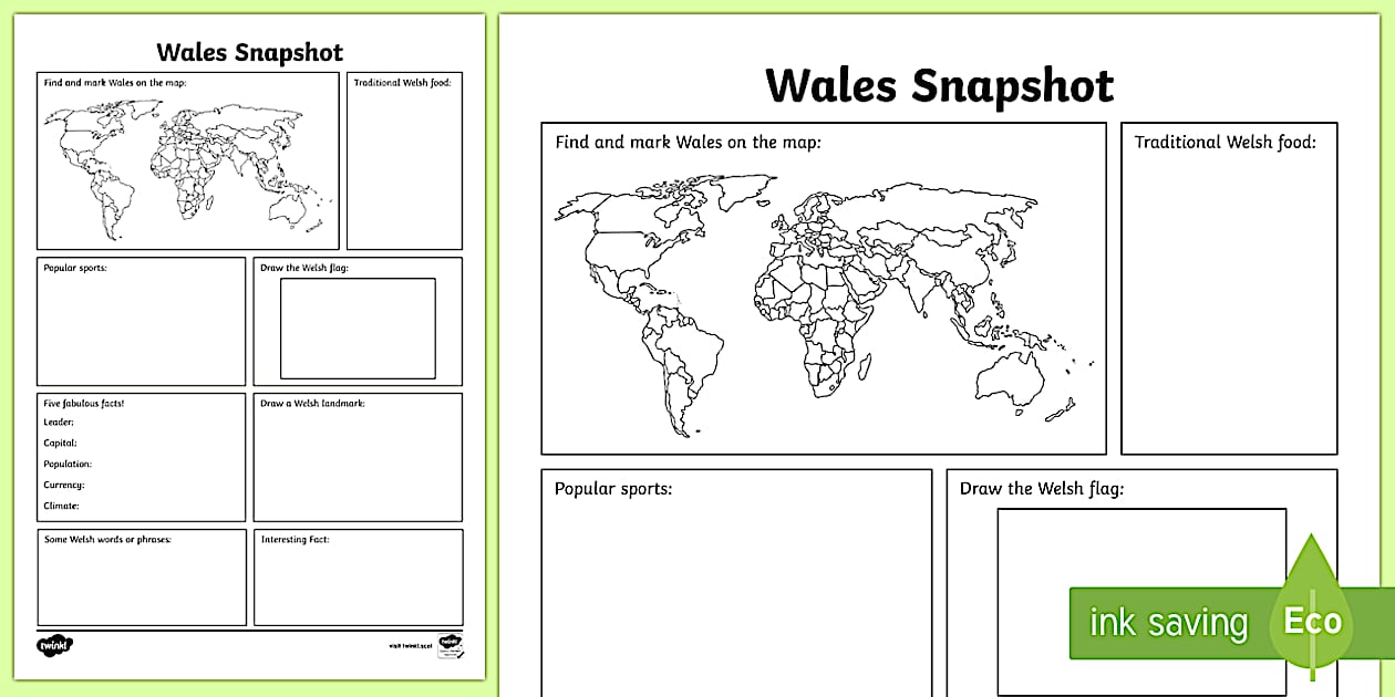 Wales Snapshot Worksheet (teacher made) - Twinkl