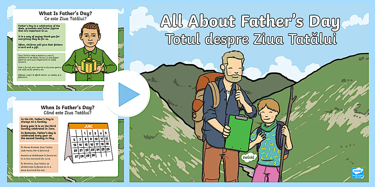 EYFS All About Father's Day PowerPoint English/Romanian