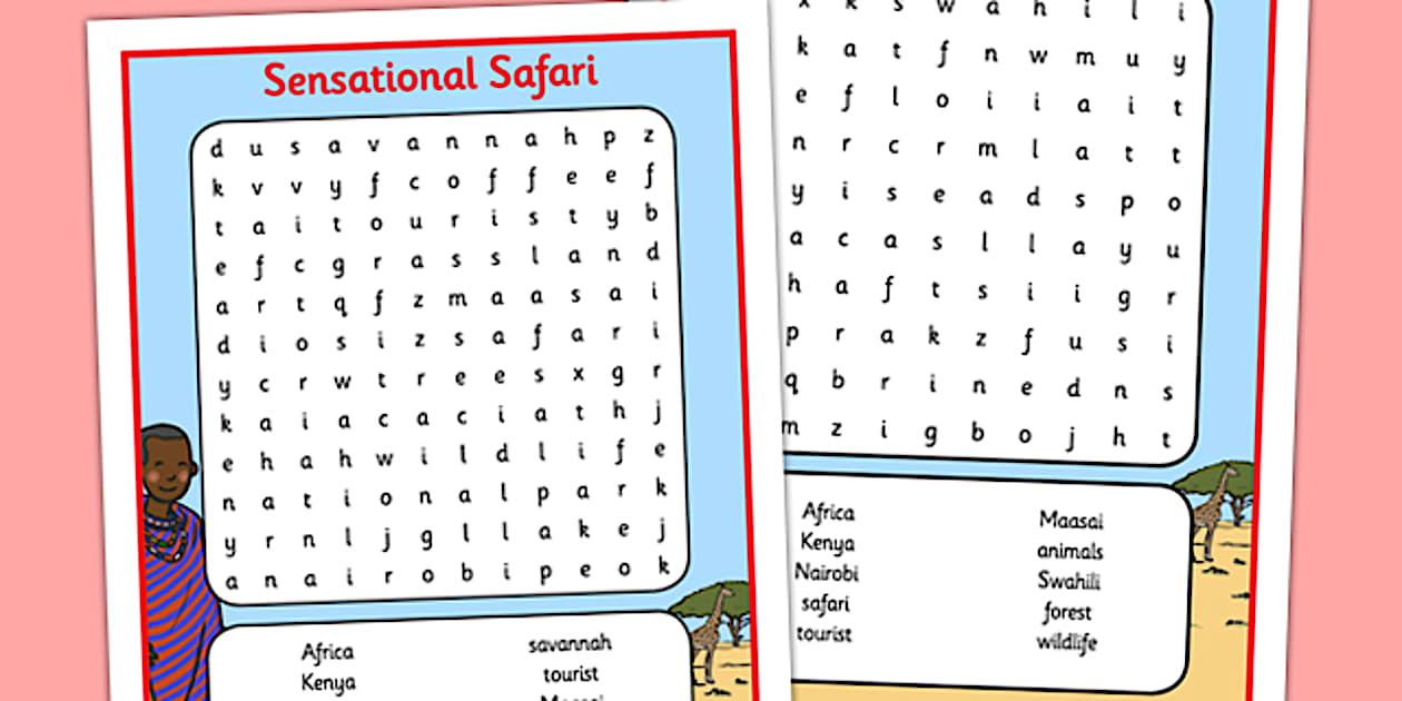 Kenya On a Safari Word Search Activity | Twinkl Resources