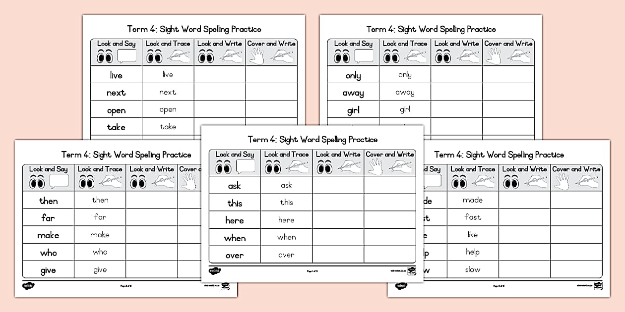 Grade 1 Term 4 Sight Word Spelling Sheets - Twinkl