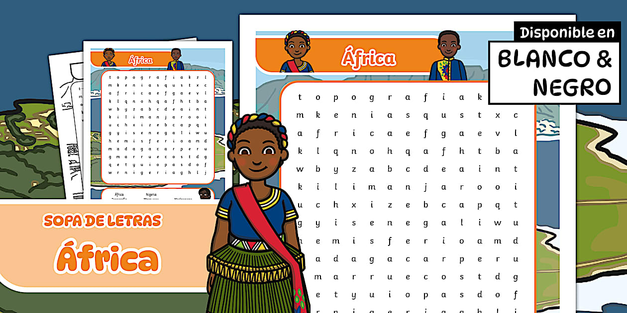 Sopa de letras: África | Twinkl
