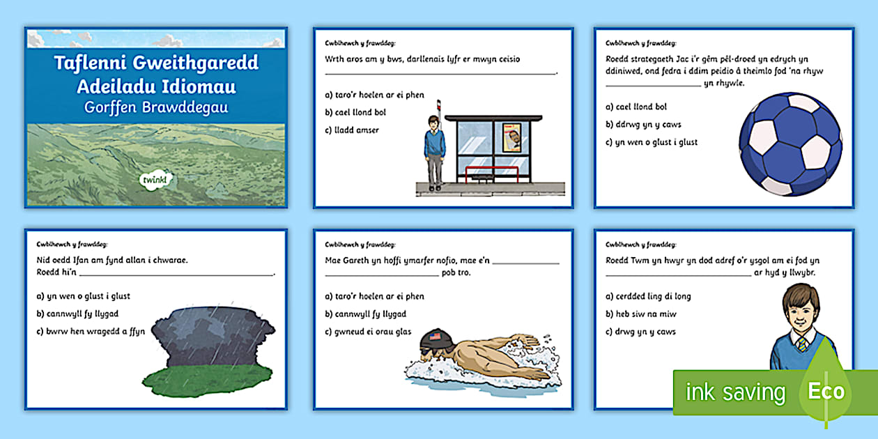 Taflenni Gweithgaredd Adeiladu Idiomau - Gorffen Brawddegau