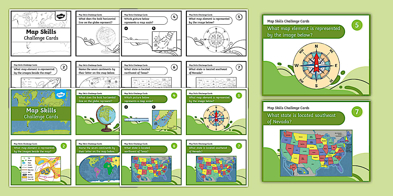 Sixth Grade Map Skills Challenge Cards (teacher made)