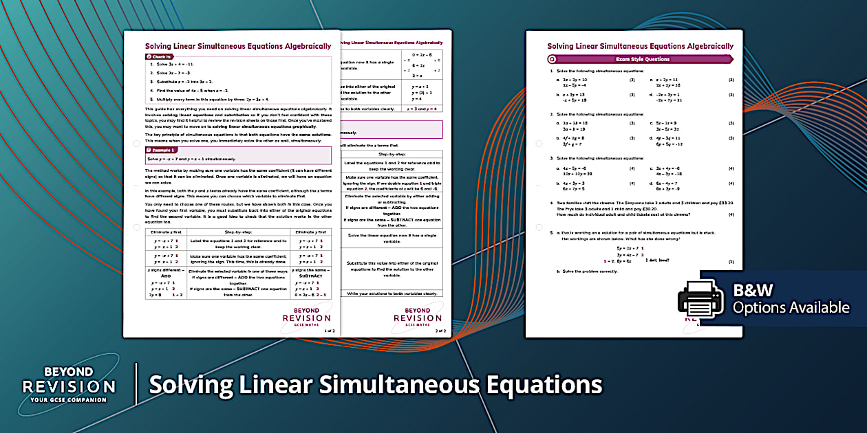 👉 Solving Linear Simultaneous Equations (teacher made) 👉 Solving Linear Simultaneous Equations (teacher made)