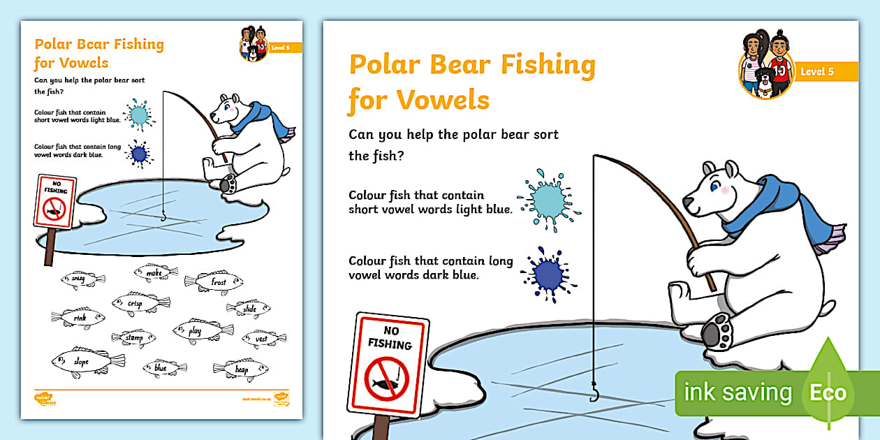 Level 5 Phonics Polar Bear Fishing for Vowels Activity