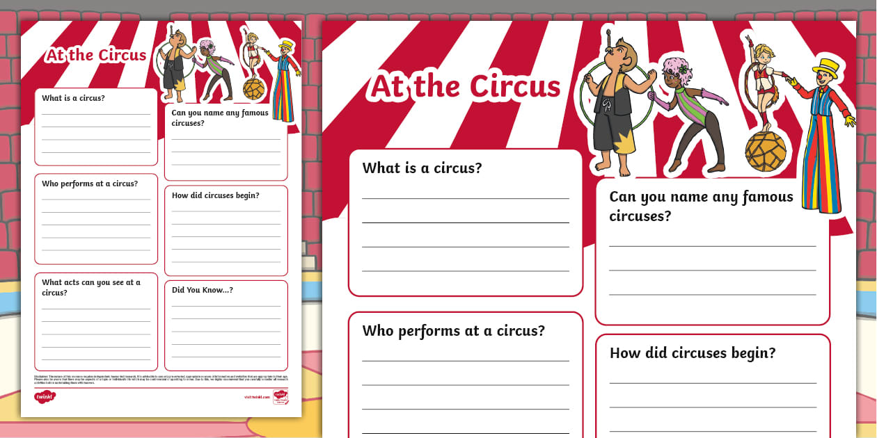 At the Circus Fact File Template (teacher made) - Twinkl