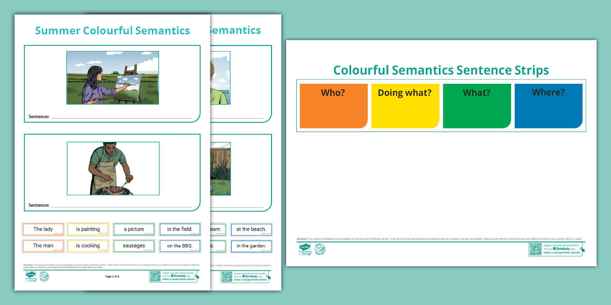 Older Learners Summer Colourful Semantics (teacher made)