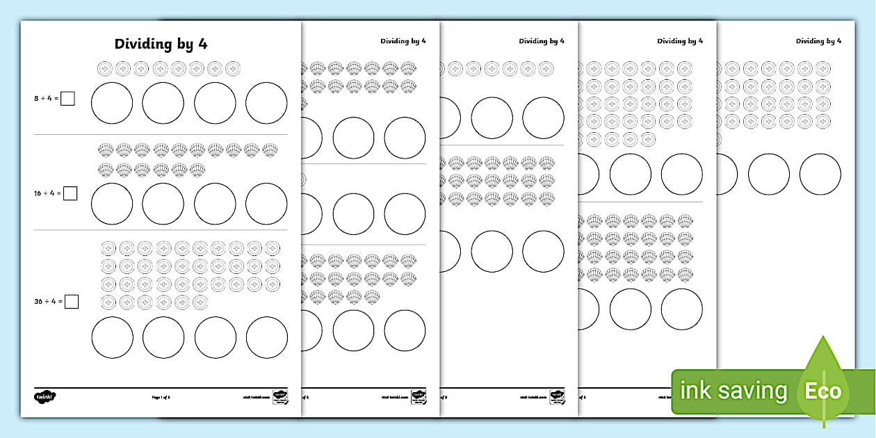 👉 Dividing by 4 Worksheet | KS1 Maths - Twinkl