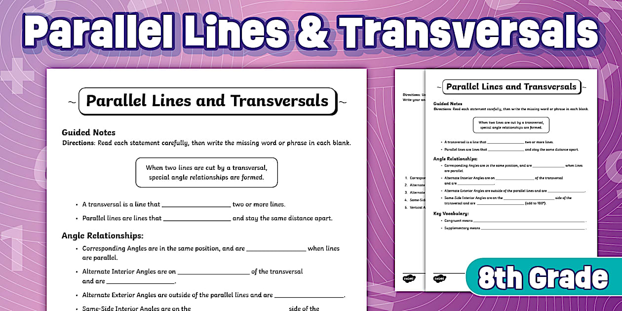 Parallel Lines and Transversals Practice Worksheet