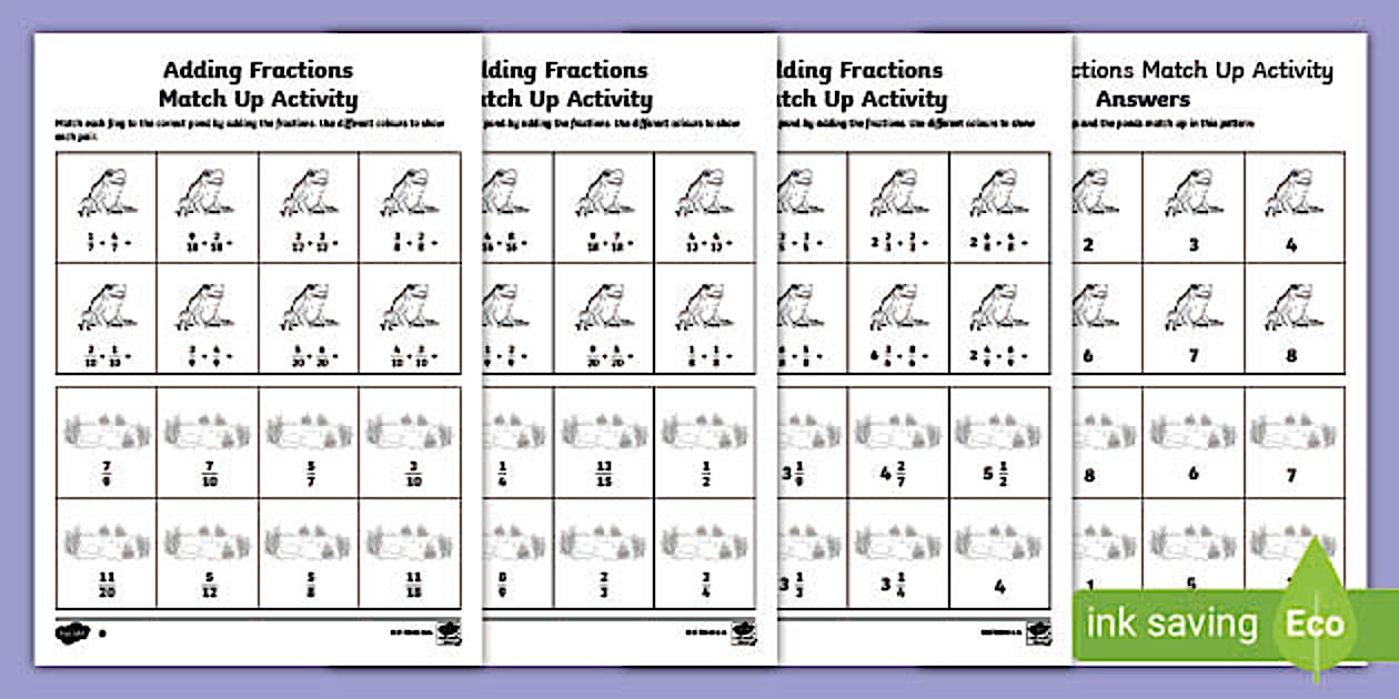 👉 Adding Fractions Match Up Activity (Teacher-Made)